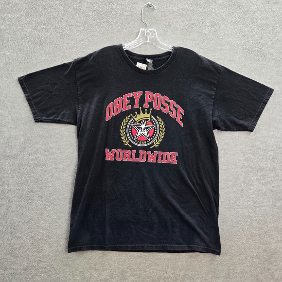 Obey | Shirts | Obey Men Shirt Large Black Logo Posse Crown Worldwide ...